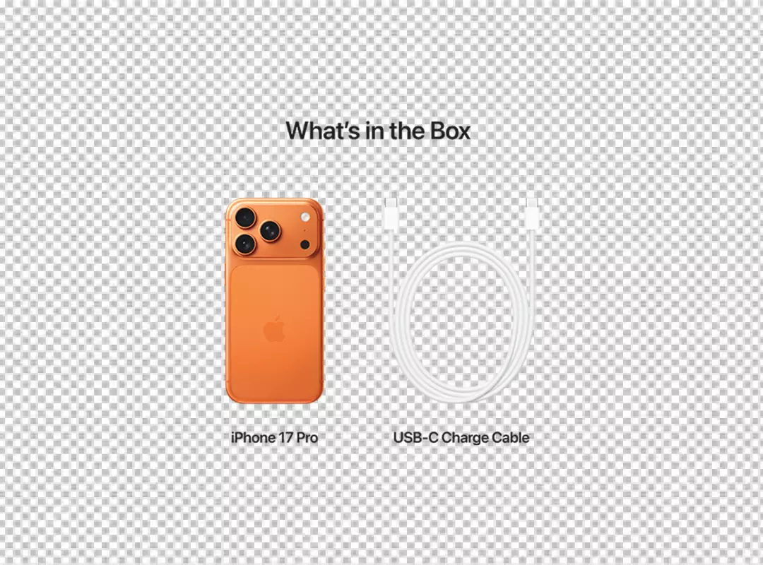 Free Premium PNG Orange iPhone 17 Pro with USB-C Charge Cable Inside ...